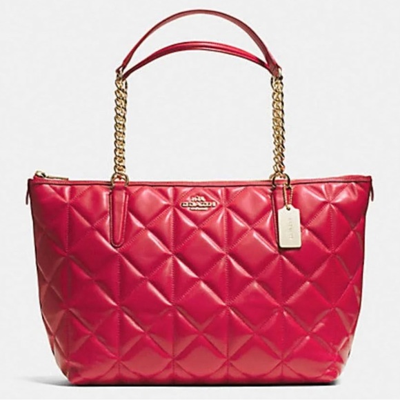 Coach | Bags | Coach Ava Chain Tote In Quilted Leather F3666 With ...
